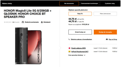 Honor Magic 8 Lite + prezent w promocji na 36 rat 0%